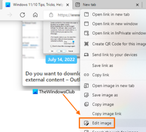 Edit an Image using built-in Image Editor Tool of Microsoft Edge