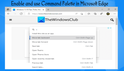 How To Enable And Use Command Palette In Microsoft Edge
