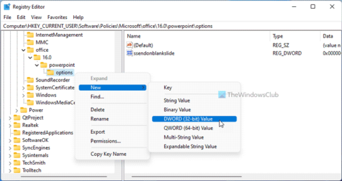 How to disable End with black slide option in PowerPoint