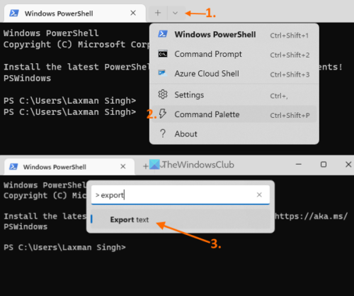 How to Export Text from a Profile in Windows Terminal