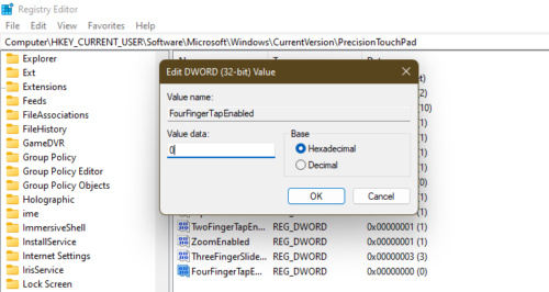 How to change Four-finger Tap Gestures in Windows 11/10