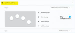 How to change Four-finger Tap Gestures in Windows 11/10