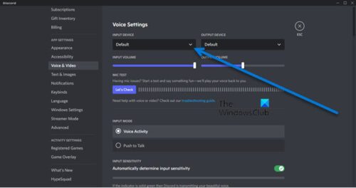 Discord automatically determines Input Sensitivity of Mic