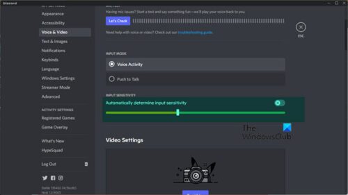 Discord automatically determines Input Sensitivity of Mic