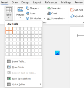 How to split a Page in 4 parts in Microsoft Word
