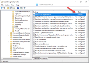 Quick Scan not working in Windows Defender