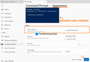 How to change Color Scheme for a Profile in Windows Terminal