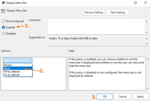 How to enable or disable Menu Bar in Firefox on Windows 11/10