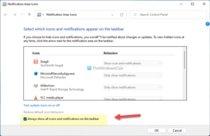 How to ALWAYS show all the Icons in Notification area of Windows