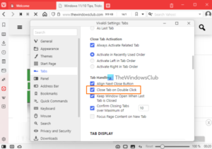 How to close tabs with double click in Edge, Firefox, Vivaldi