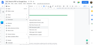 Convert Word, PowerPoint, Excel into PDF using Google Docs