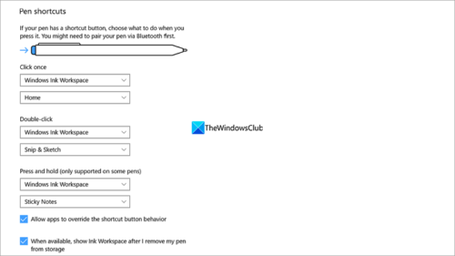Configure Pen shortcuts & Touch settings in Windows 11/10