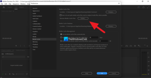 How to clear Media Cache in Premiere Pro on Windows PC