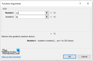 How to use Excel GCD function