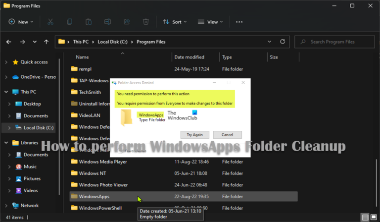 How to perform WindowsApps Folder Cleanup in Windows 11/10