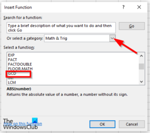 How to use Excel GCD function