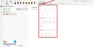 How to insert Shapes in OneNote