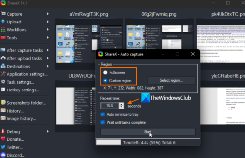 Auto take screenshots at regular intervals in Windows 11/10