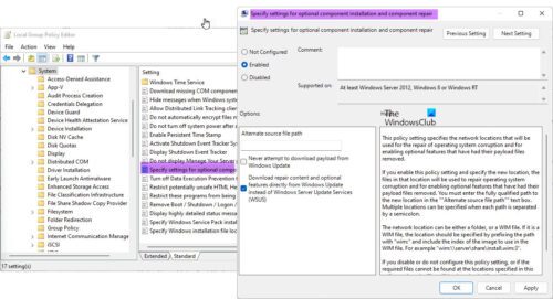 Make Windows repair corrupt components when pointed to WSUS