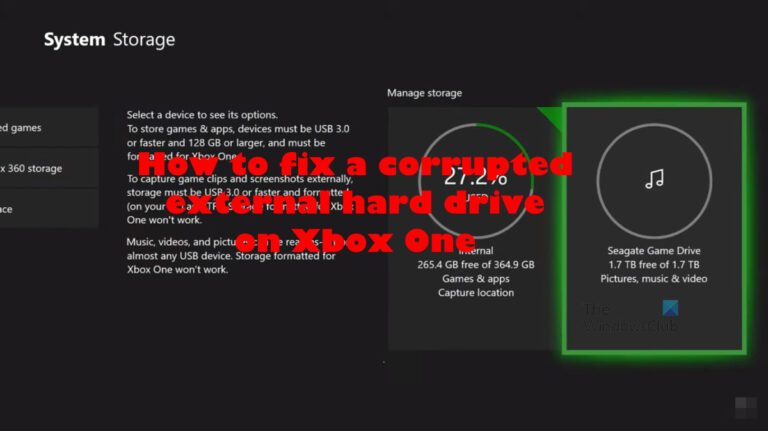 How to fix a corrupted external hard drive on Xbox One