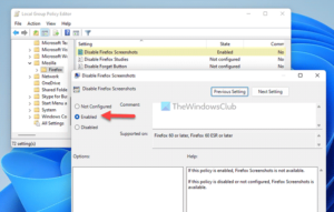 How to Enable or Disable Screenshots feature in Firefox