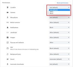 How to manage Website Permissions in Chrome