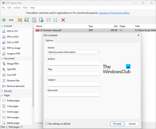 Best free PDF Metadata Editor software for Windows 11/10