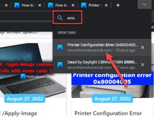 Search open tabs in Edge, Chrome, Firefox, Opera browsers