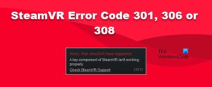 SteamVR Error Codes 113, 200, 206, 207, 208, 301, 306, 308, 302