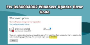 Fix 0x80004002 Windows Update Error Code