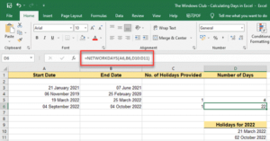 How to calculate number of days in Excel