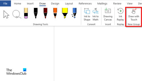 How to enable the Draw with Touch feature in Word