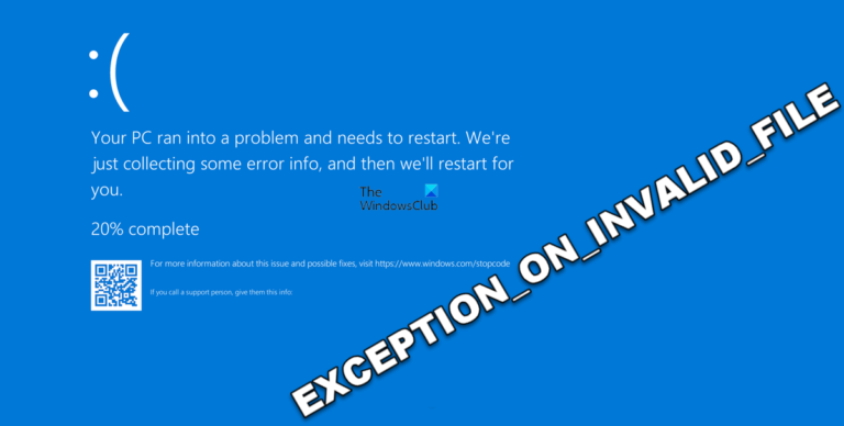 EXCEPTION_ON_INVALID_FILE Blue Screen on Windows 11/10