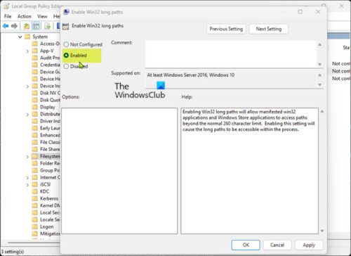 Path too long Error 0x80010135 when extracting zip file in Windows