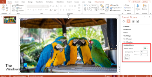 How to add Glass effect to Picture, Shape, WordArt in PowerPoint