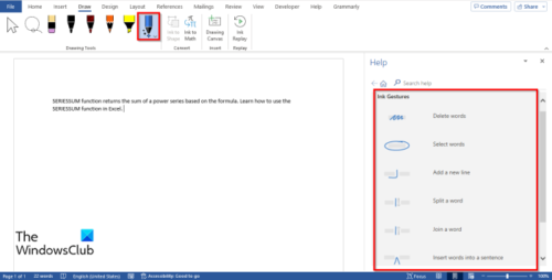 How to use the Action Pen in Word to edit with natural gestures