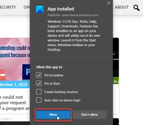 Pin websites to Taskbar using Taskbar Pinning Wizard in Edge