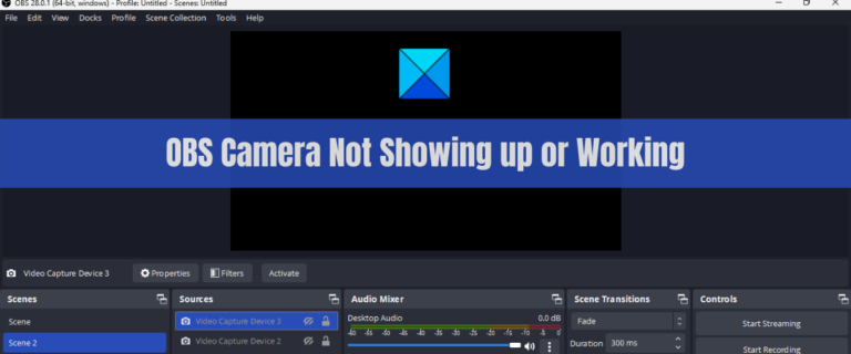 OBS Camera Not Showing up or Working in Windows 11/10
