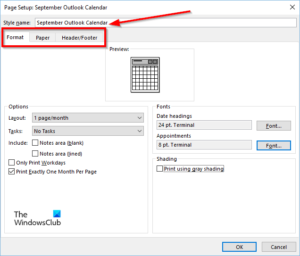 How to add a new Print Style in Outlook