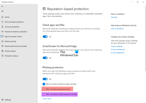 Enable Password Reuse or Unsafe password storage warnings in Windows 11