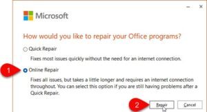 Outlook failed to launch in Safe Mode, Do you want to start repair?