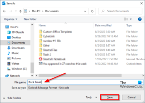 How to save Outlook Emails as files to computer