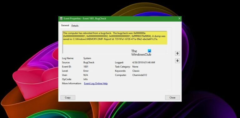 The computer has rebooted from a bugcheck [Fixed]
