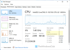 How to find CPU cores and threads in Windows 11
