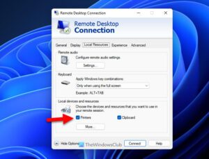 Remote Desktop Printer redirection not working in Windows