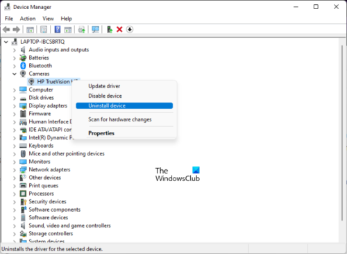 Camera showing Lock icon on Windows laptop