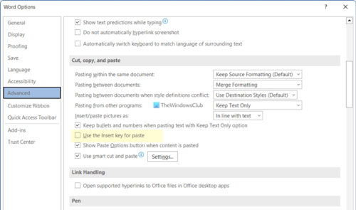 How to use Insert key to paste Text into Word quickly