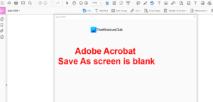 Adobe Acrobat Save As screen is blank