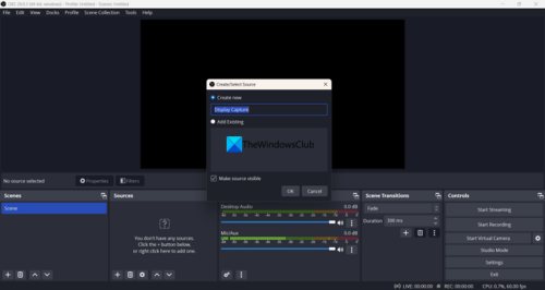OBS Studio captures a small window instead of full screen