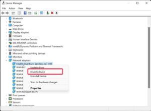 The network adapter is not functioning properly on Windows 11
